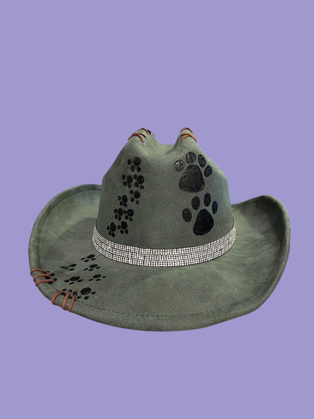 Paws Burn Green Cowboy Hat Diamond Hat Band, Size Medium - Etsy