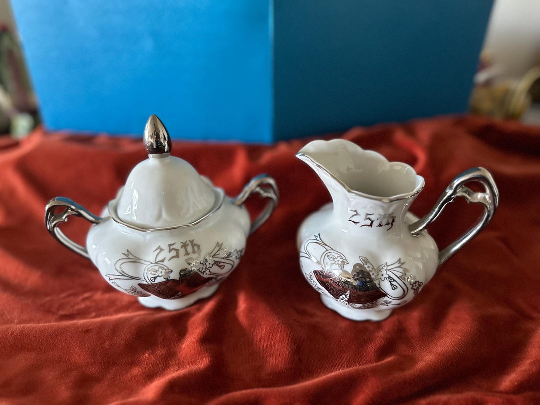 25th Anniversary Sugar and Cream Server Set - Etsy