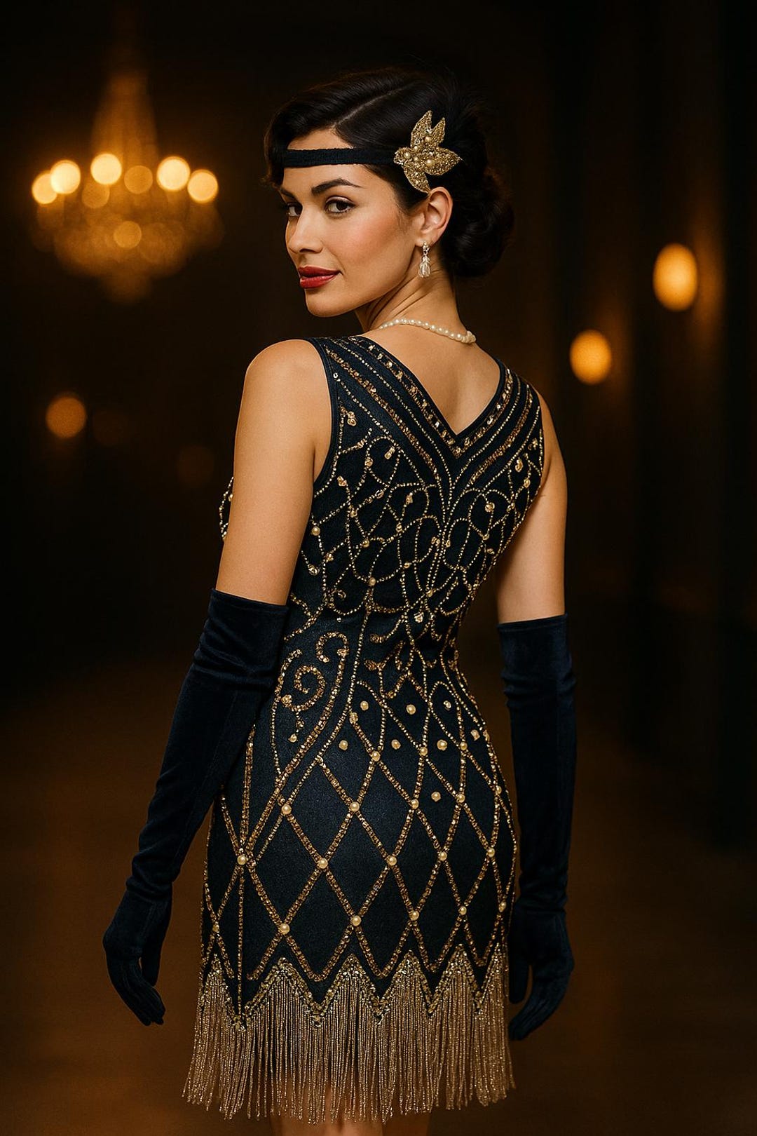 1920s Flapper Dress: Beaded, Sequined, Backless, Art Deco, Gatsby Theme ...