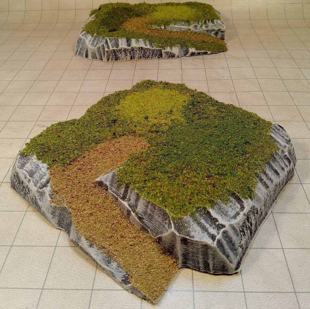 GRASSY HILLS With Dirt Road Ramps-terrain for Miniature Wargaming ...