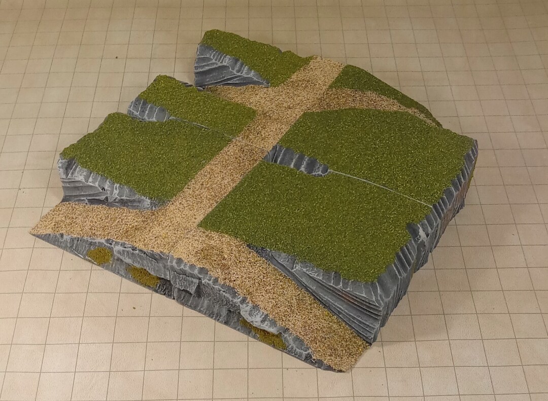 2 Inch Tall FOUR Pc. MODULAR GRASSY Hills With Dirt Road Ramps-for ...