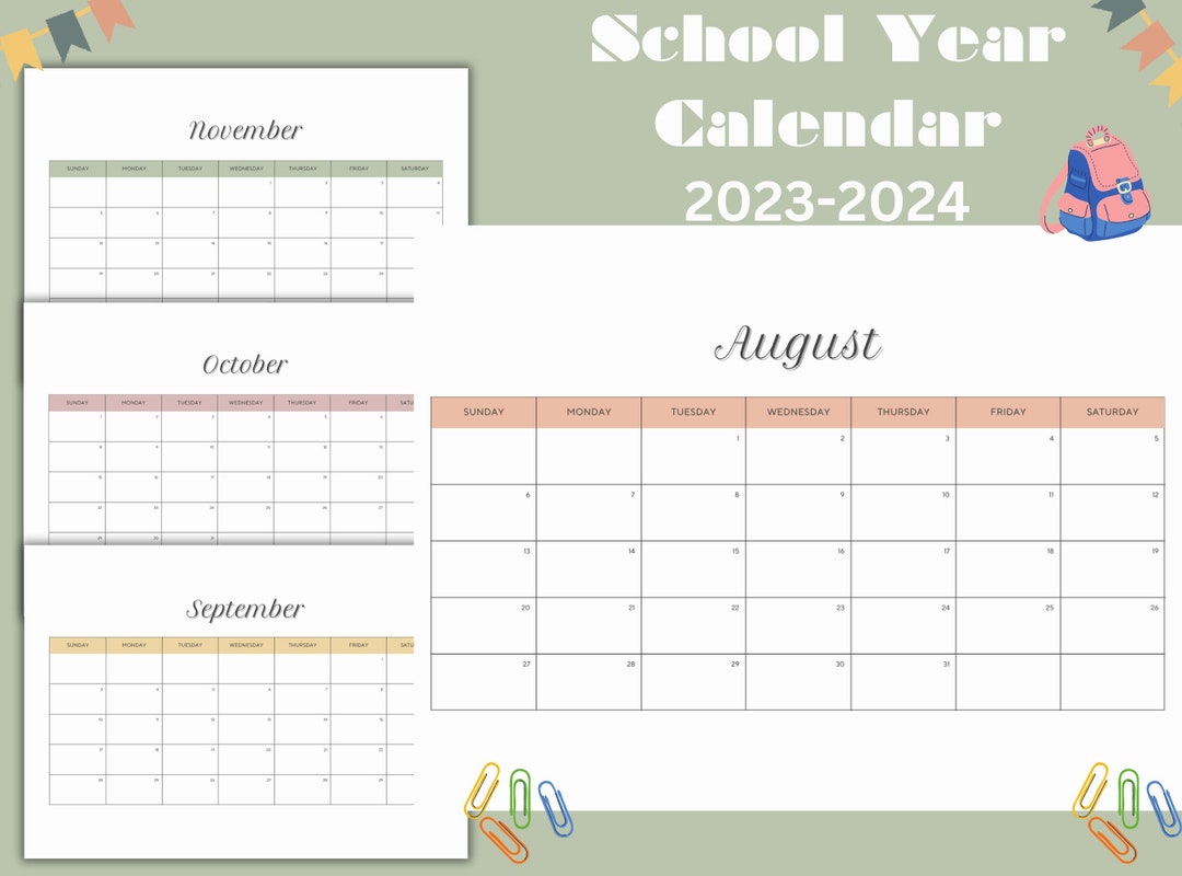 Printable Editable 2023-2024 School Planner School Calendar - Etsy