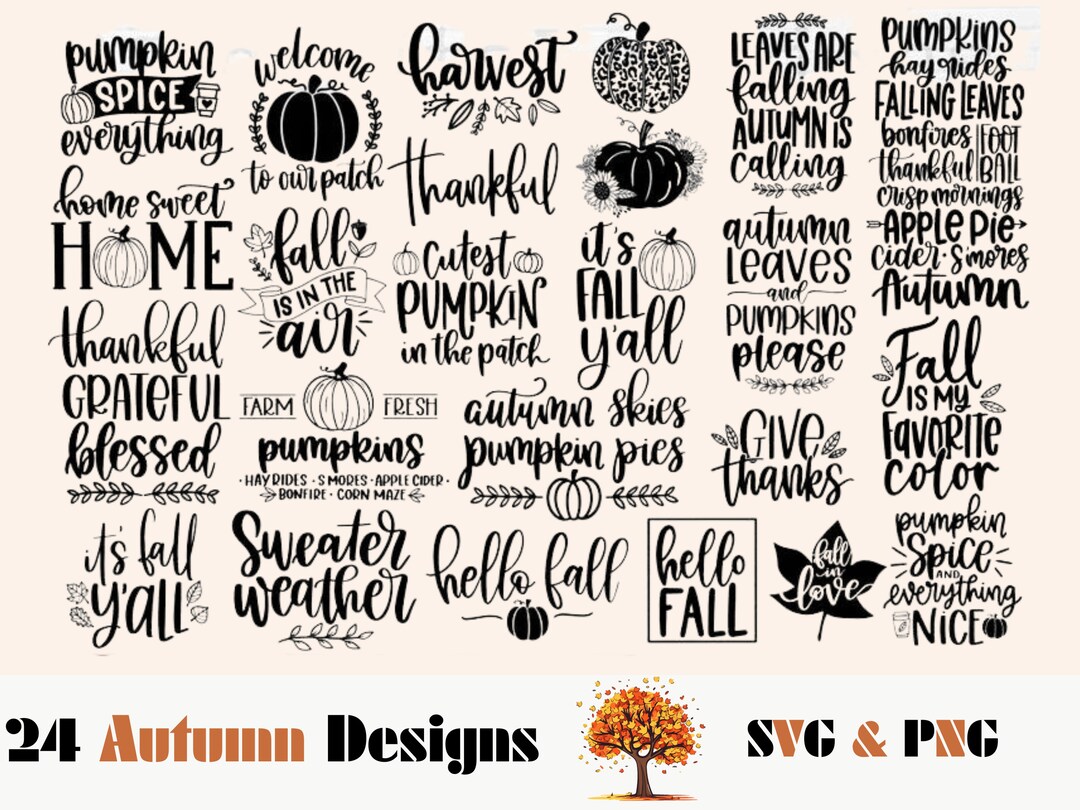 Fall Svg Bundle Hand Lettered Fall Svg Autumn Svg Thanksgiving Svg ...