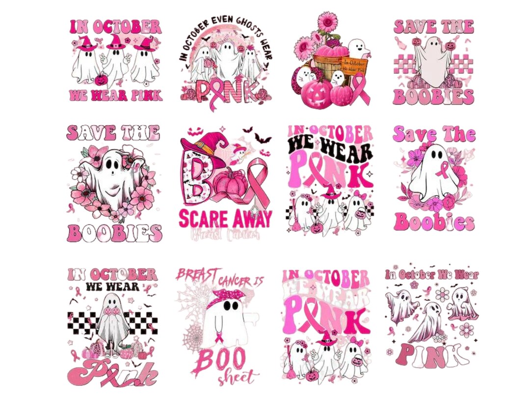 Breast Cancer Bundle Png Breast Cancer Halloween Png in October We Wear ...