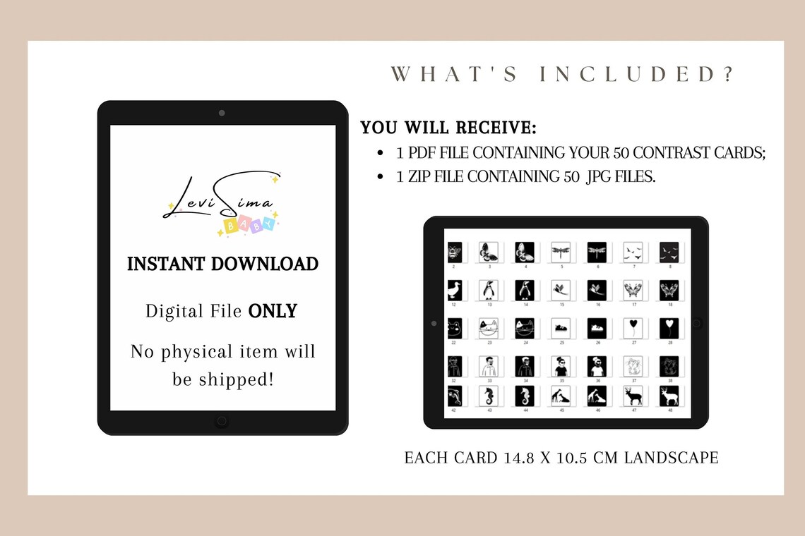 50 High Contrast Baby Cards Bundle / Printable Montessori Black and ...