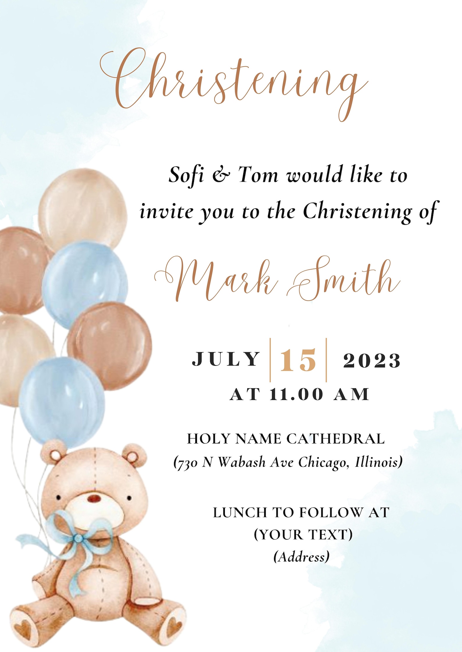 Baby Christening Invitation, Baby Christening Electronic Invite, Baby ...