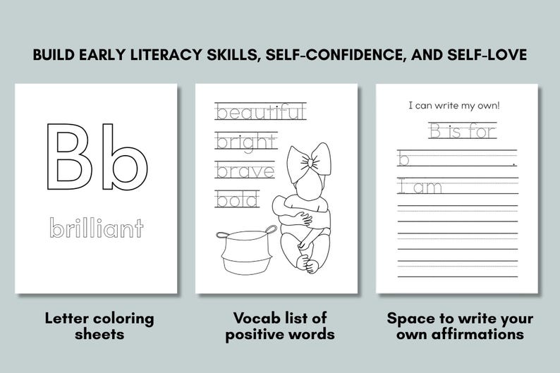 PRINTABLE Alphabet Tracing Worksheets, ABC Affirmations, ABC Coloring ...