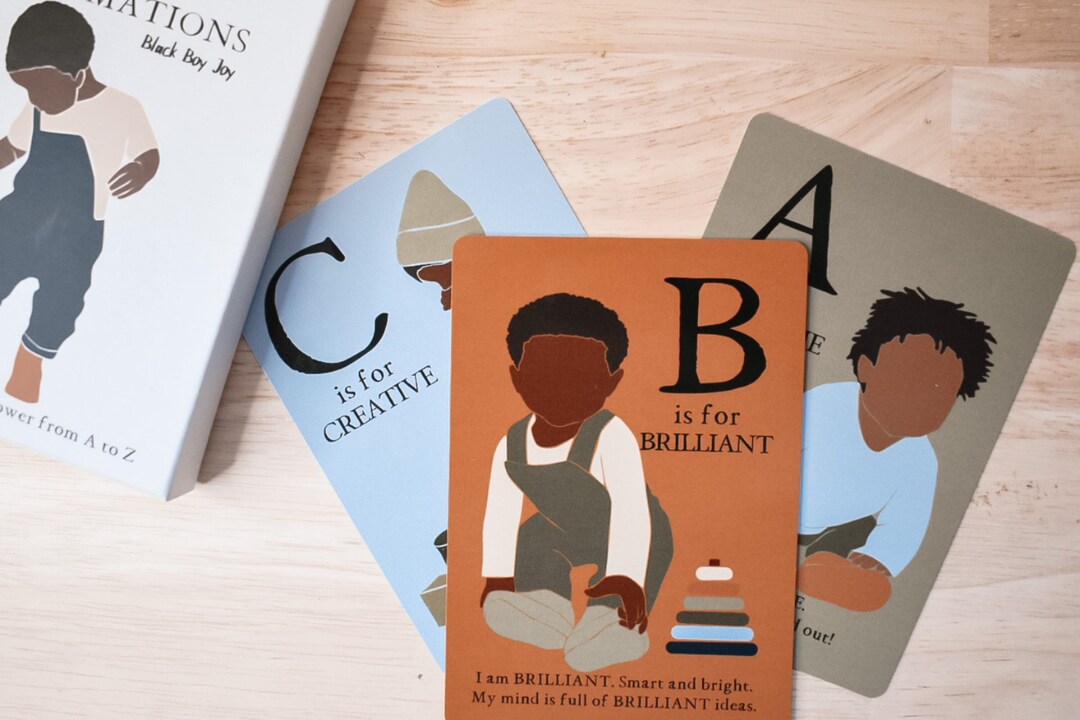 ABC Affirmations Flash Cards Black Boy Joy Empowering Affirmations for ...