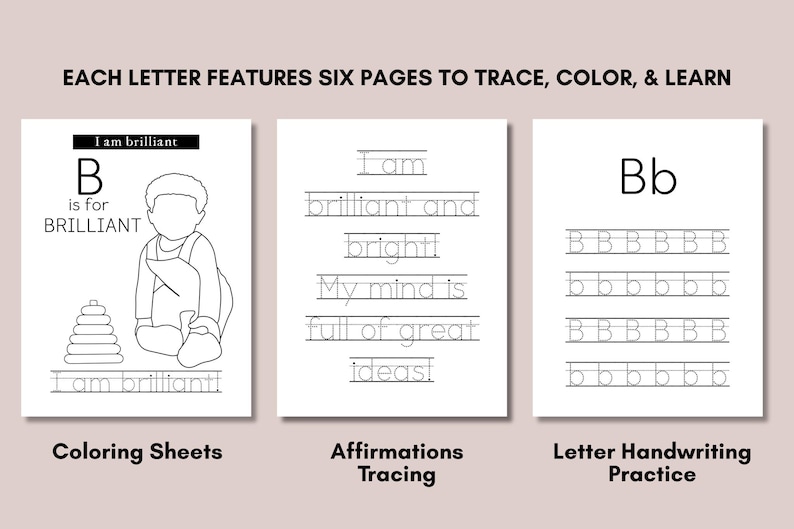 PRINTABLE Alphabet Tracing Worksheets, ABC Affirmations, ABC Coloring ...