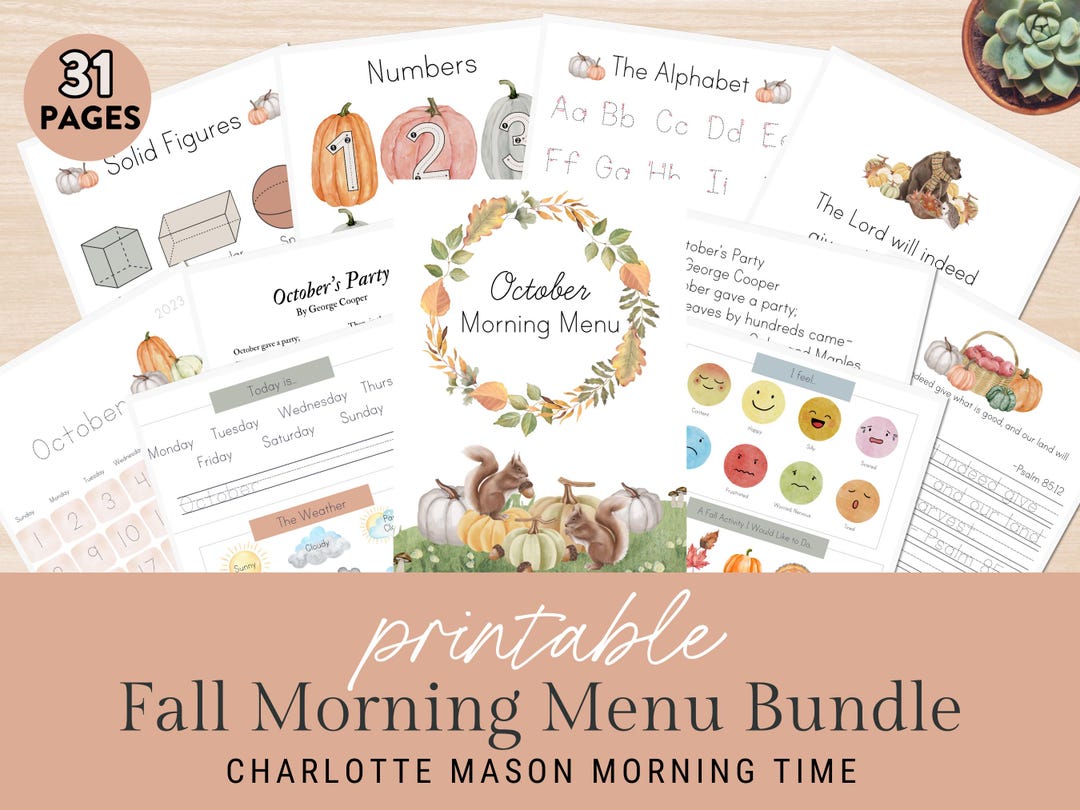 October Morning Menu Pages | Autumn Morning Menu | Fall Morning Menu ...