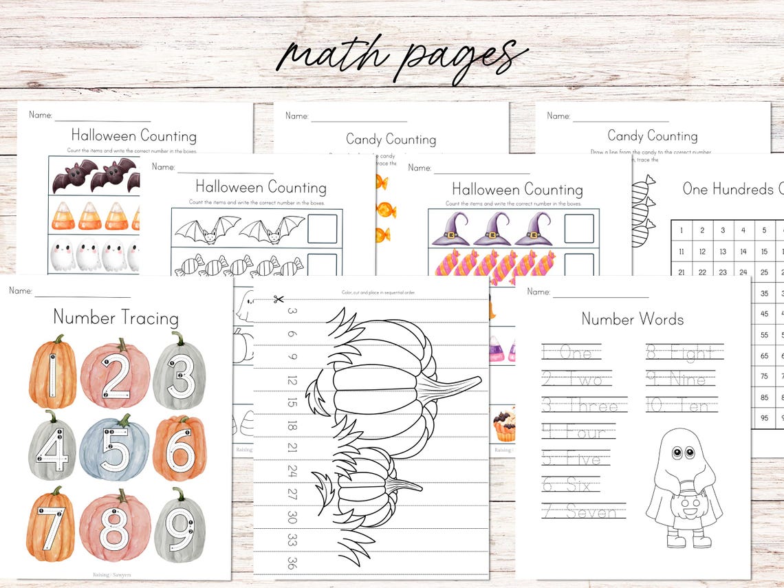 Halloween Math & Literacy Workbook: Preschool Kindergarten Bundle ...