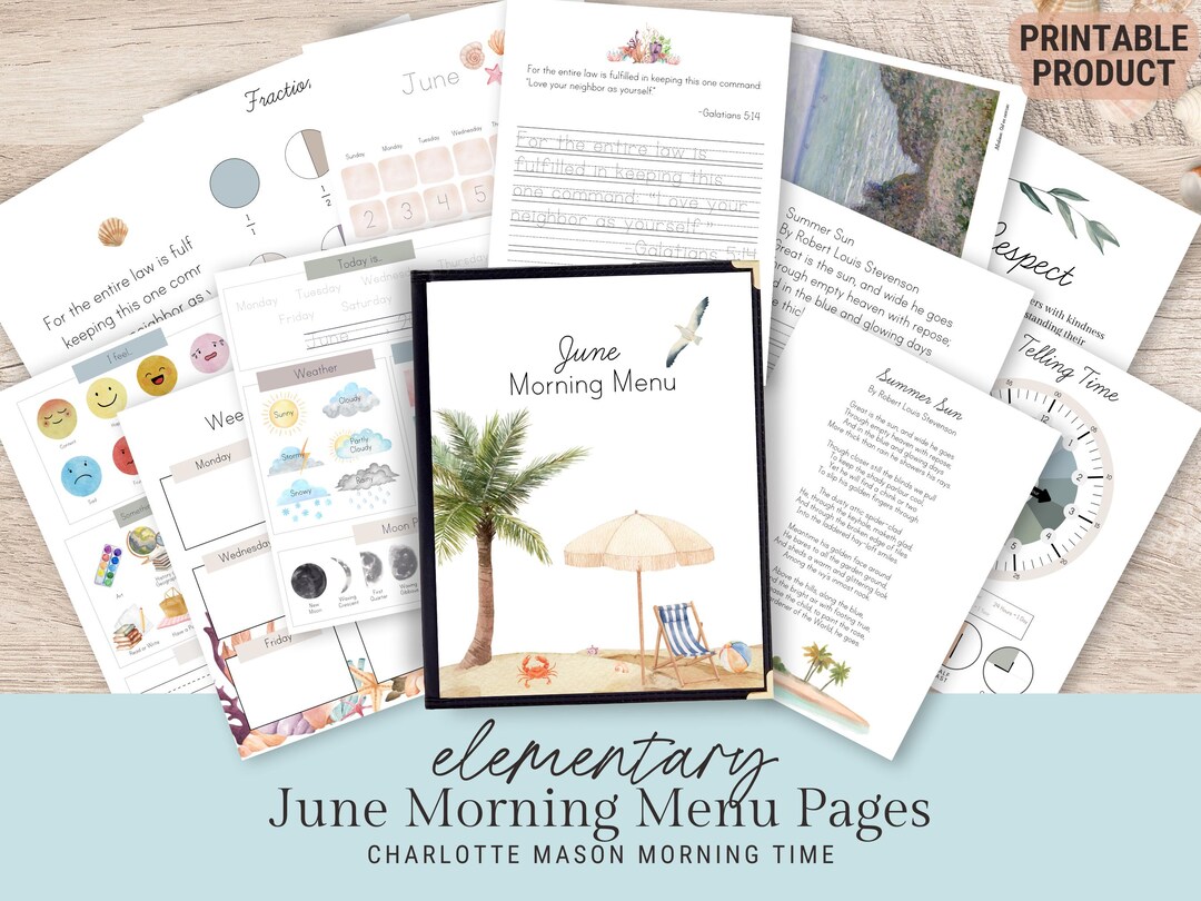 June Morning Menu Pages | June Morning Time | Summer Morning Menu ...
