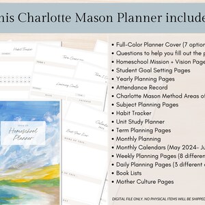 2024-25 Charlotte Mason Homeschool Planner Lesson Planning Pages ...