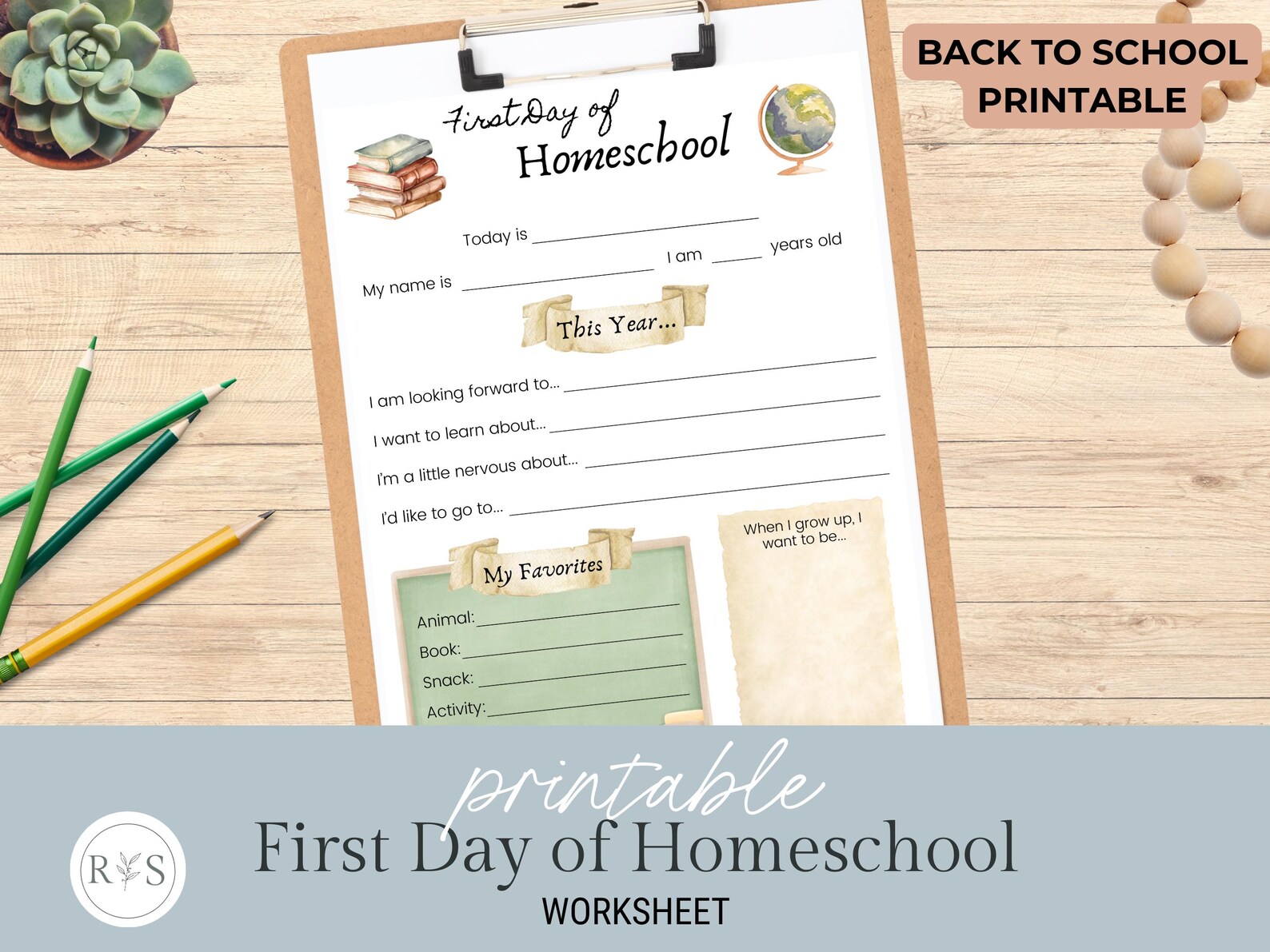 First Day of School Worksheet: Homeschool Printable (PDF) - Etsy