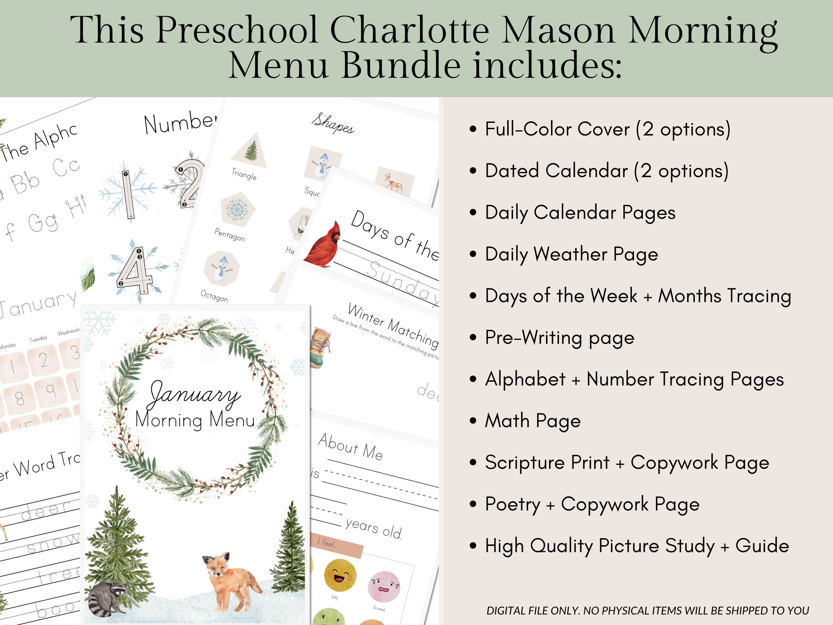 Preschool January Morning Menu Preschool Morning Menu January Morning ...