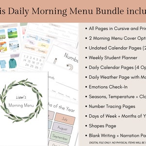 Morning Menu Daily Sheet | Morning Time Elementary | Morning Time ...