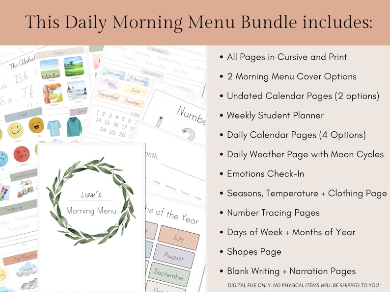 Morning Menu Daily Sheet | Morning Time Elementary | Morning Time ...
