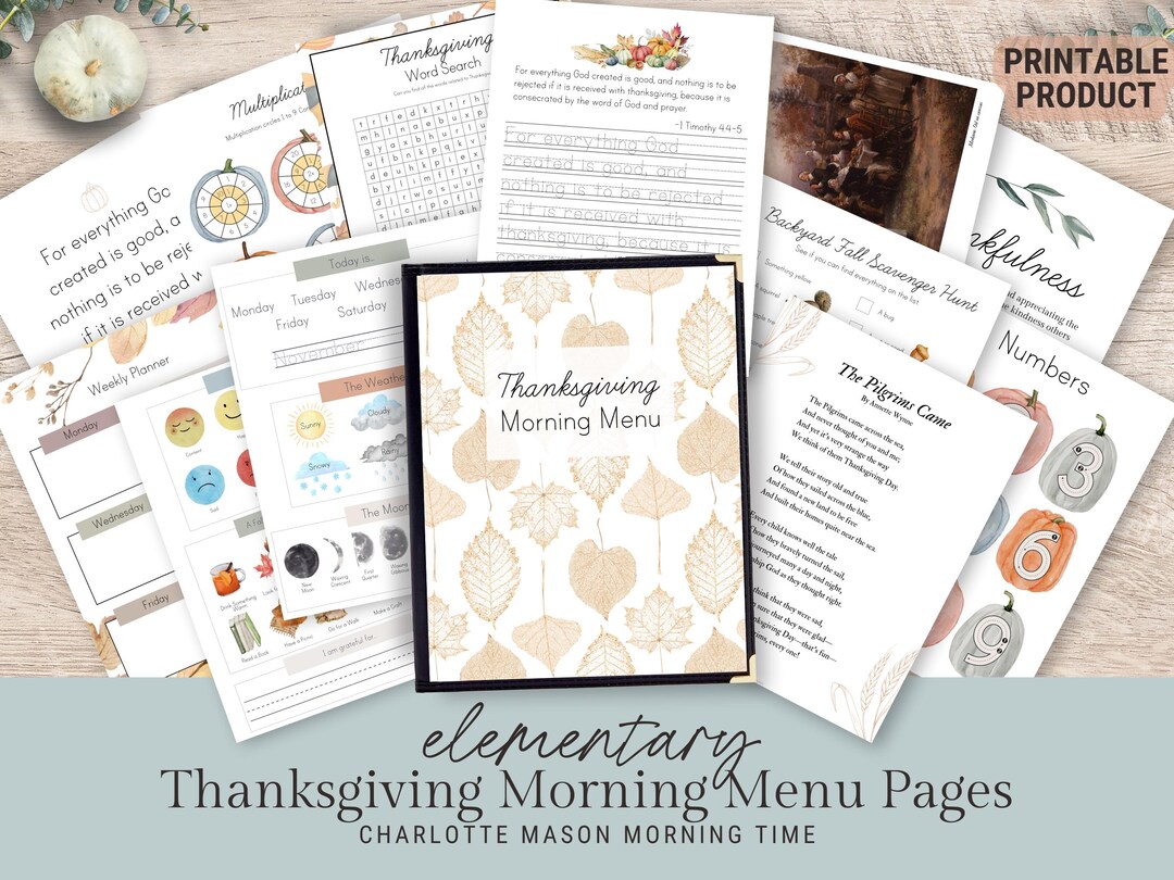 Thanksgiving Morning Menu Pages | November Morning Menu | Fall Morning ...