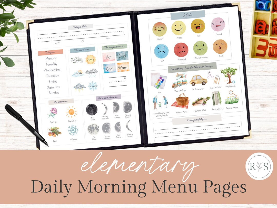 Morning Menu Daily Sheet Morning Time Elementary Morning Time ...