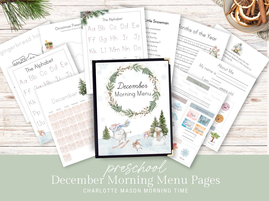 Preschool December Morning Menu | Preschool Morning Time | Christmas ...
