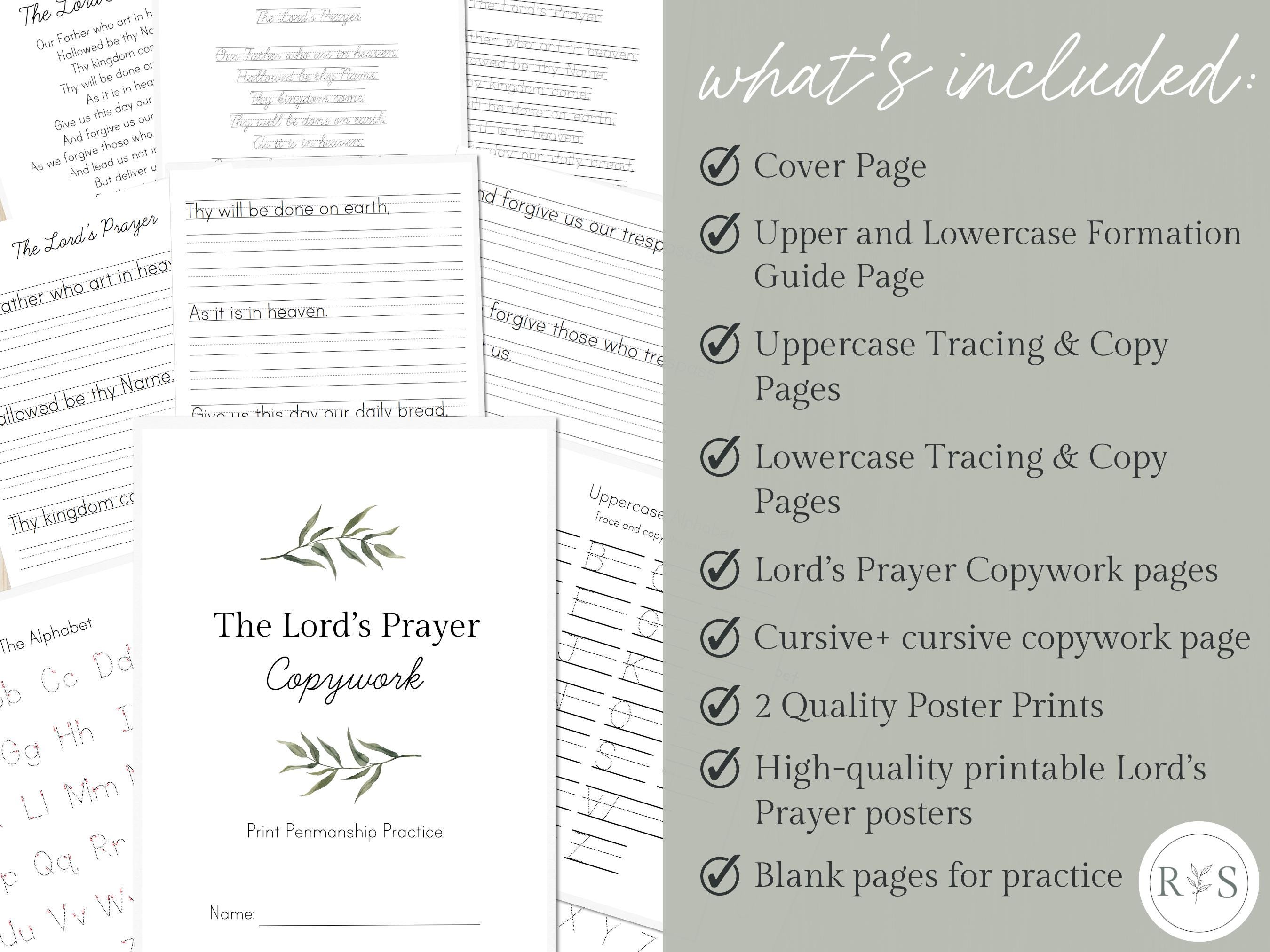 The Lord's Prayer Copywork Lord's Prayer Poster Bible Copy Work ...