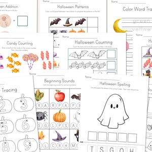 Halloween Math & Literacy Workbook: Preschool Kindergarten Bundle ...