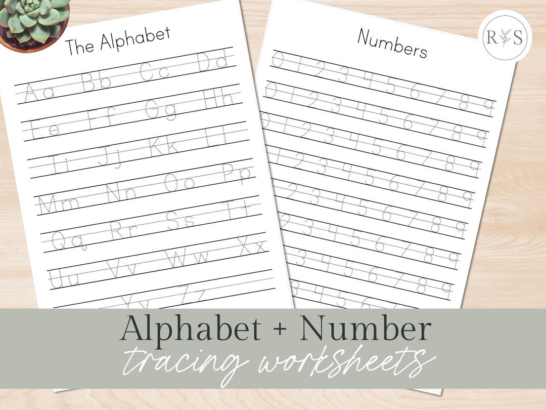 Alphabet & Number Tracing Worksheet: Homeschool Handwriting Chart ...