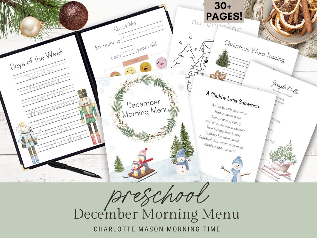 Preschool December Morning Menu | Preschool Morning Time | Christmas ...