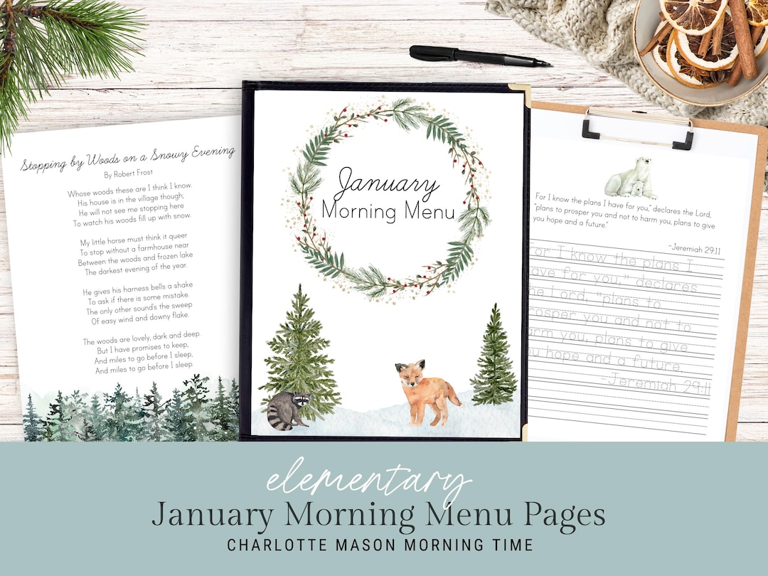 January Morning Menu Pages | January Morning Time | Winter Morning Menu ...