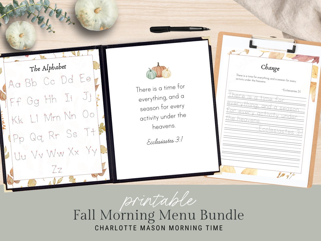 Fall Homeschool Morning Menu: Charlotte Mason Curriculum (digital ...