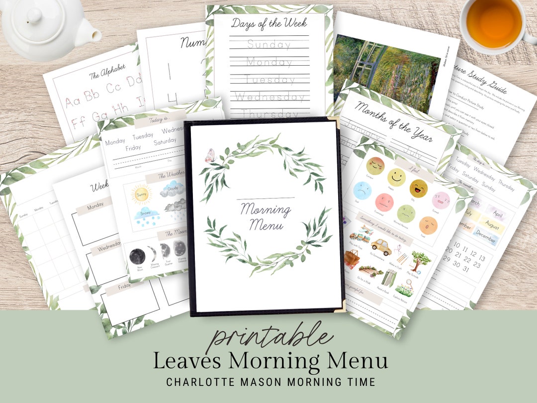 Leaves Theme Morning Menu Bundle: Homeschool Calendar Time (digital ...