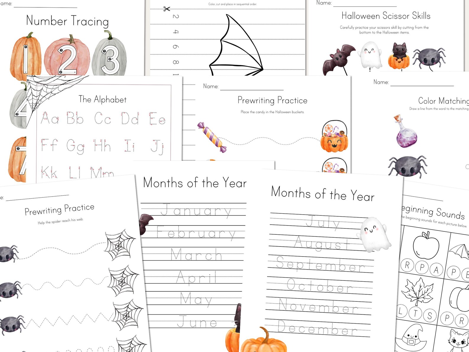 Halloween Math & Literacy Workbook: Preschool Kindergarten Bundle ...