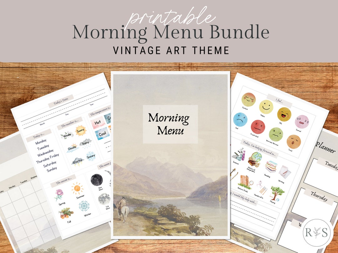Morning Menu Vintage Art | Traceable Calendar | Morning Time Daily ...
