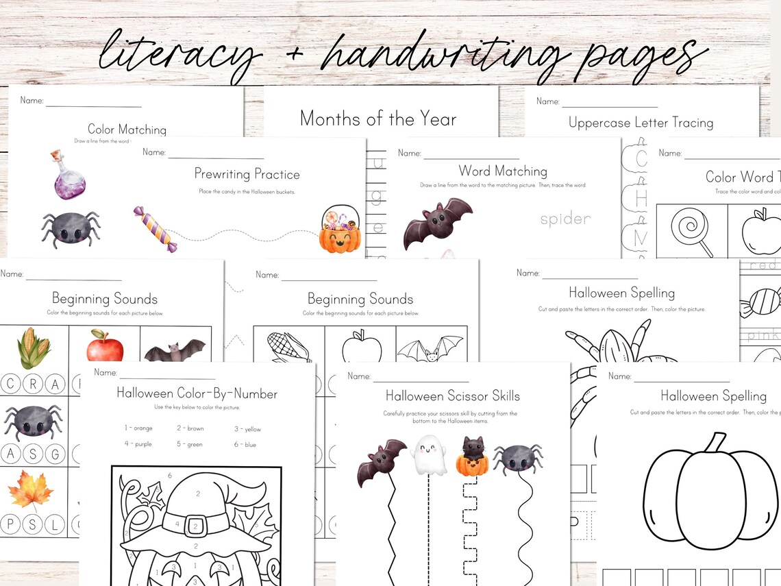 Halloween Math & Literacy Workbook: Preschool Kindergarten Bundle ...