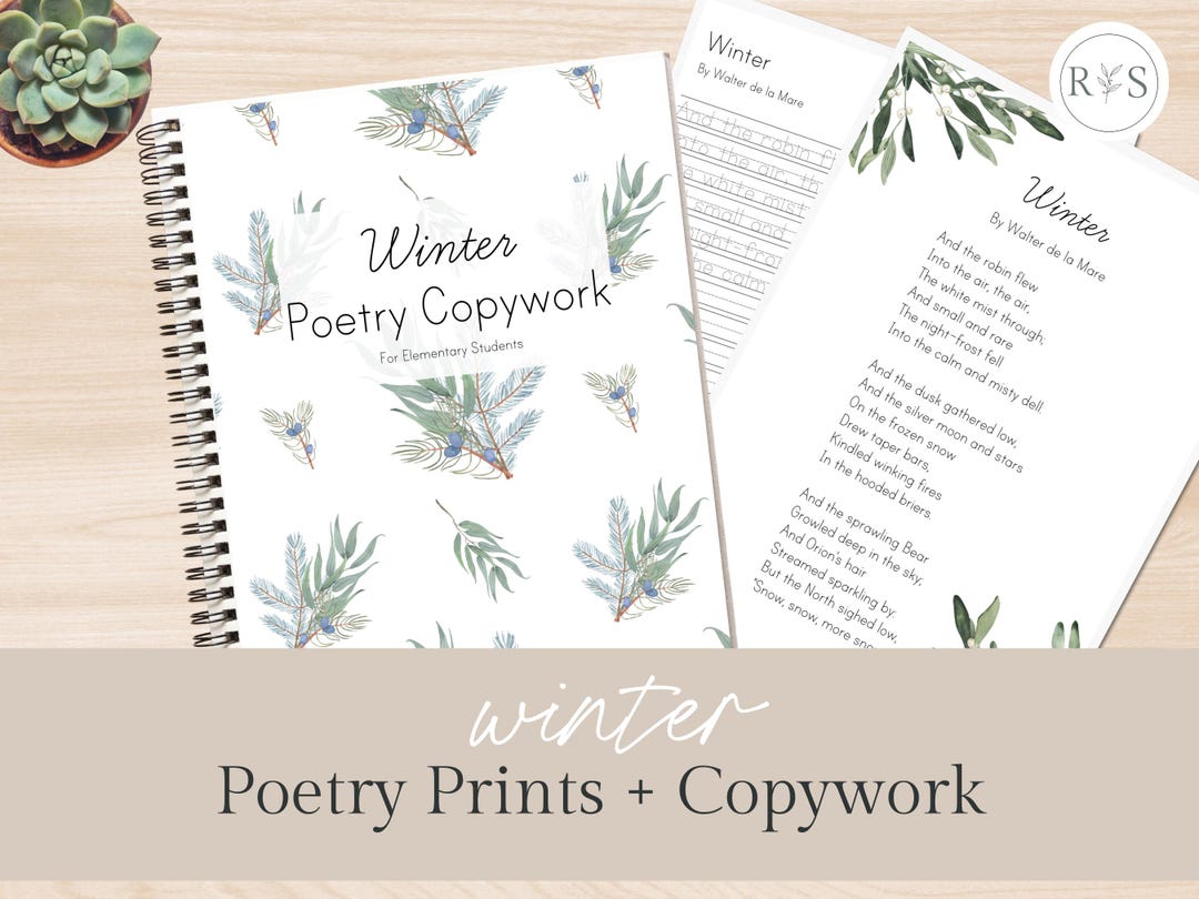Winter Poetry Copywork: Elementary Handwriting, Homeschool (digital ...