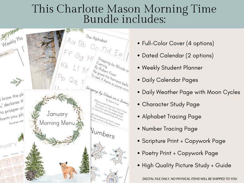 January Morning Menu Pages January Morning Time Winter Morning Menu ...