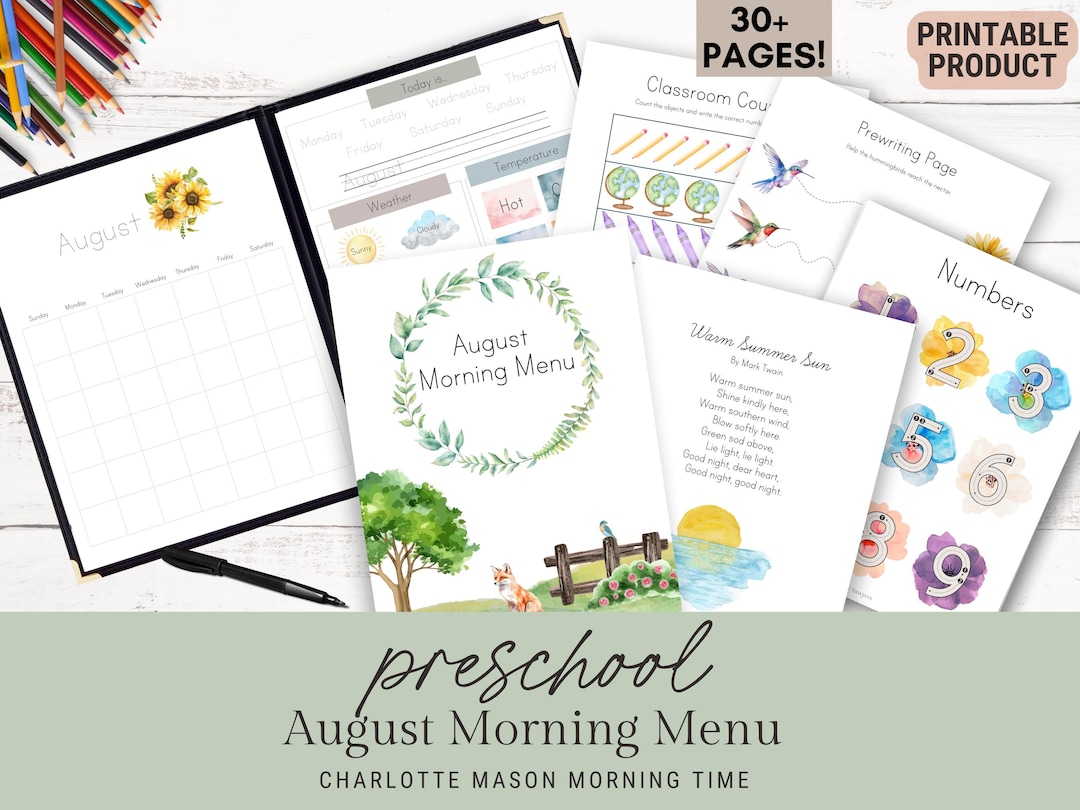 Preschool August Morning Menu | Preschool Morning Menu | August Morning ...