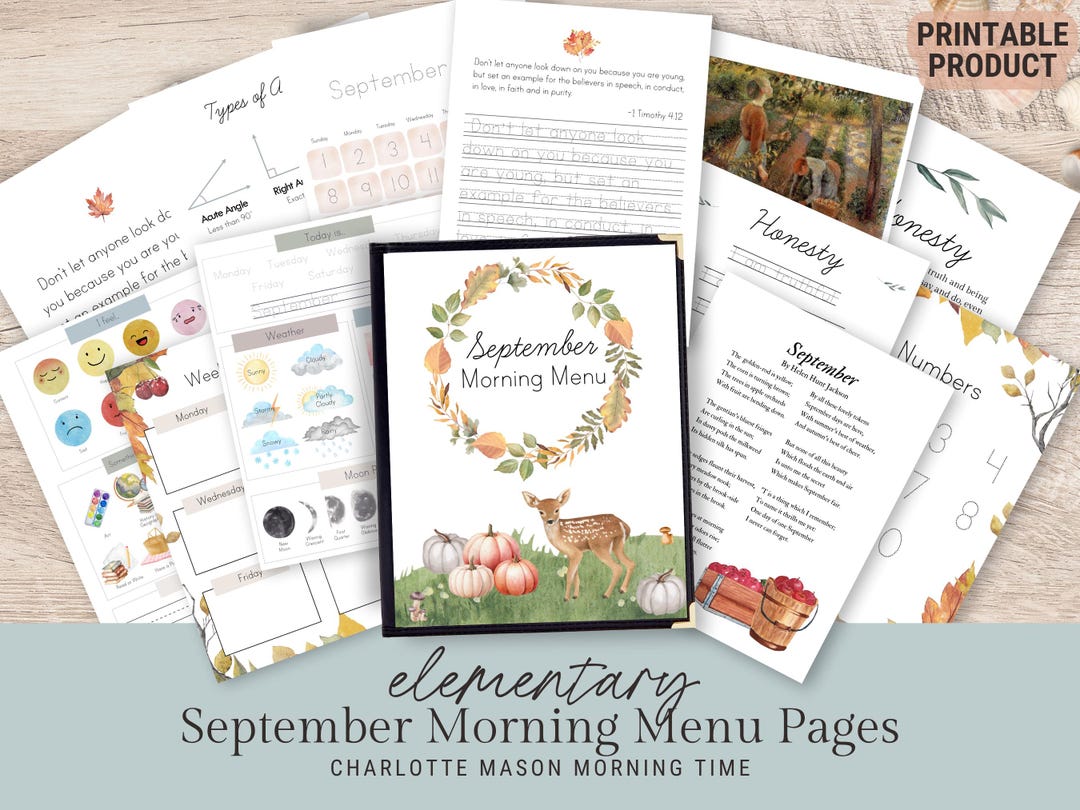 September Morning Menu Pages | Autumn Morning Menu | Fall Morning Menu ...