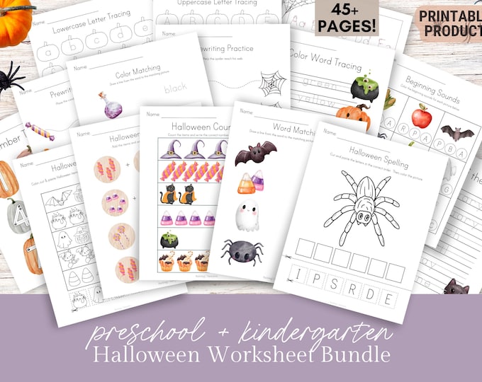 Halloween Math & Literacy Workbook: Preschool Kindergarten Bundle ...