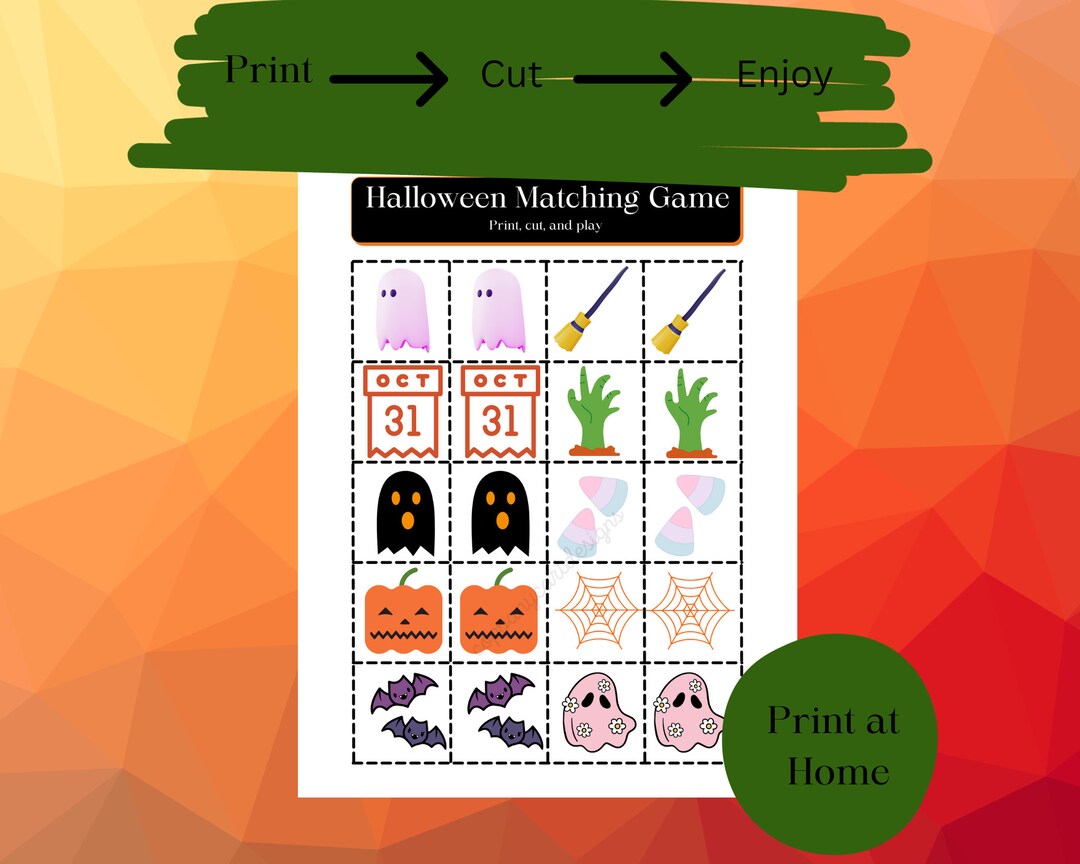 Cute Halloween Memory Card Matching Game Matching Card Game Printable ...