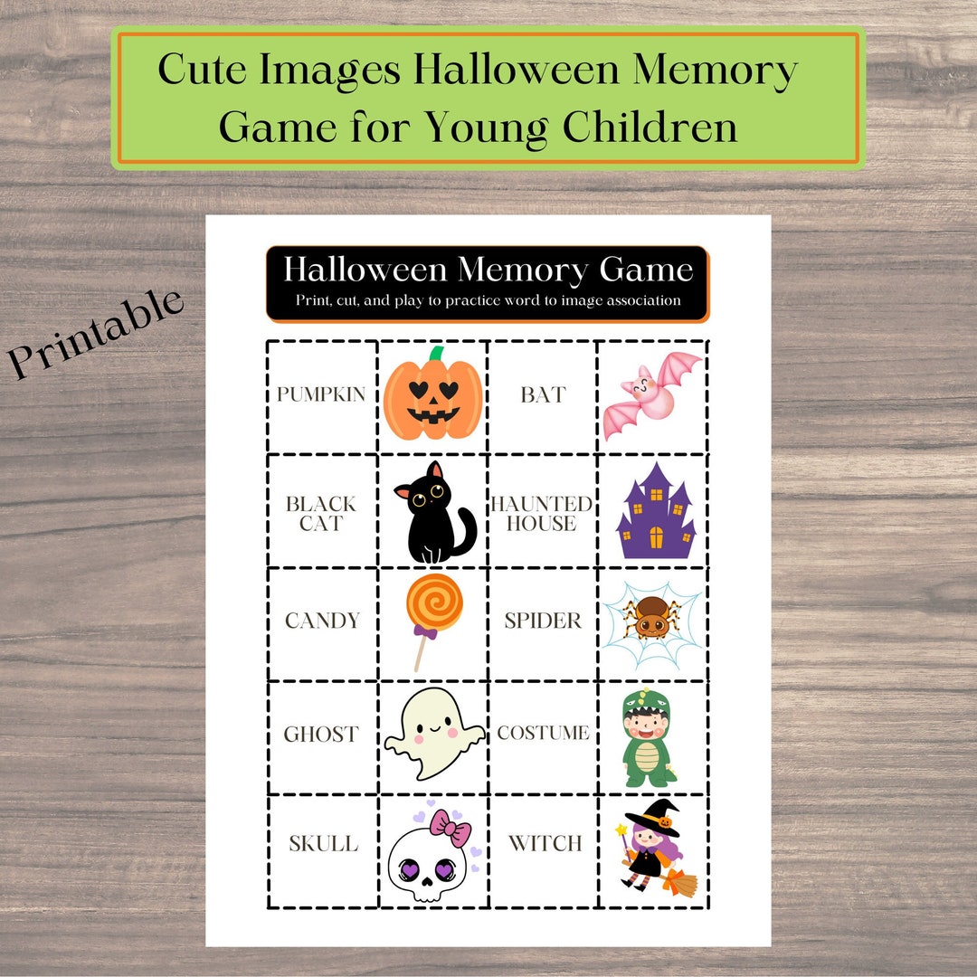 Cute Halloween Memory Card Matching Game Matching Card Game Printable ...