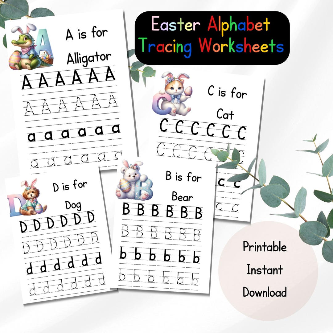 Easter Alphabet Tracing Worksheets for Kids - 26 Printable Worksheets ...