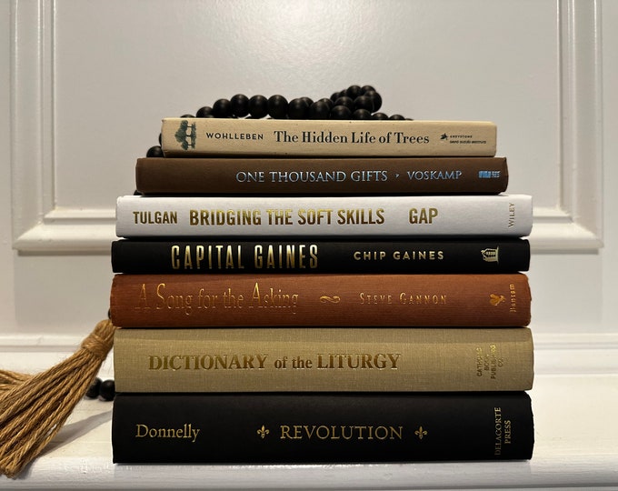 Tan Vintage Book Stack, Coffee Table Books, Shelf Decor Books, Neutral ...