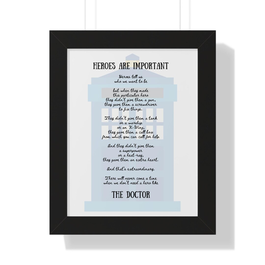 Heroes Are Important / Doctor Who / Wall Art / TARDIS / Framed Vertical ...