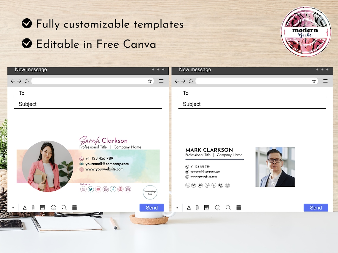 Email Signature Template | Editable Canva Signature Design Signature ...