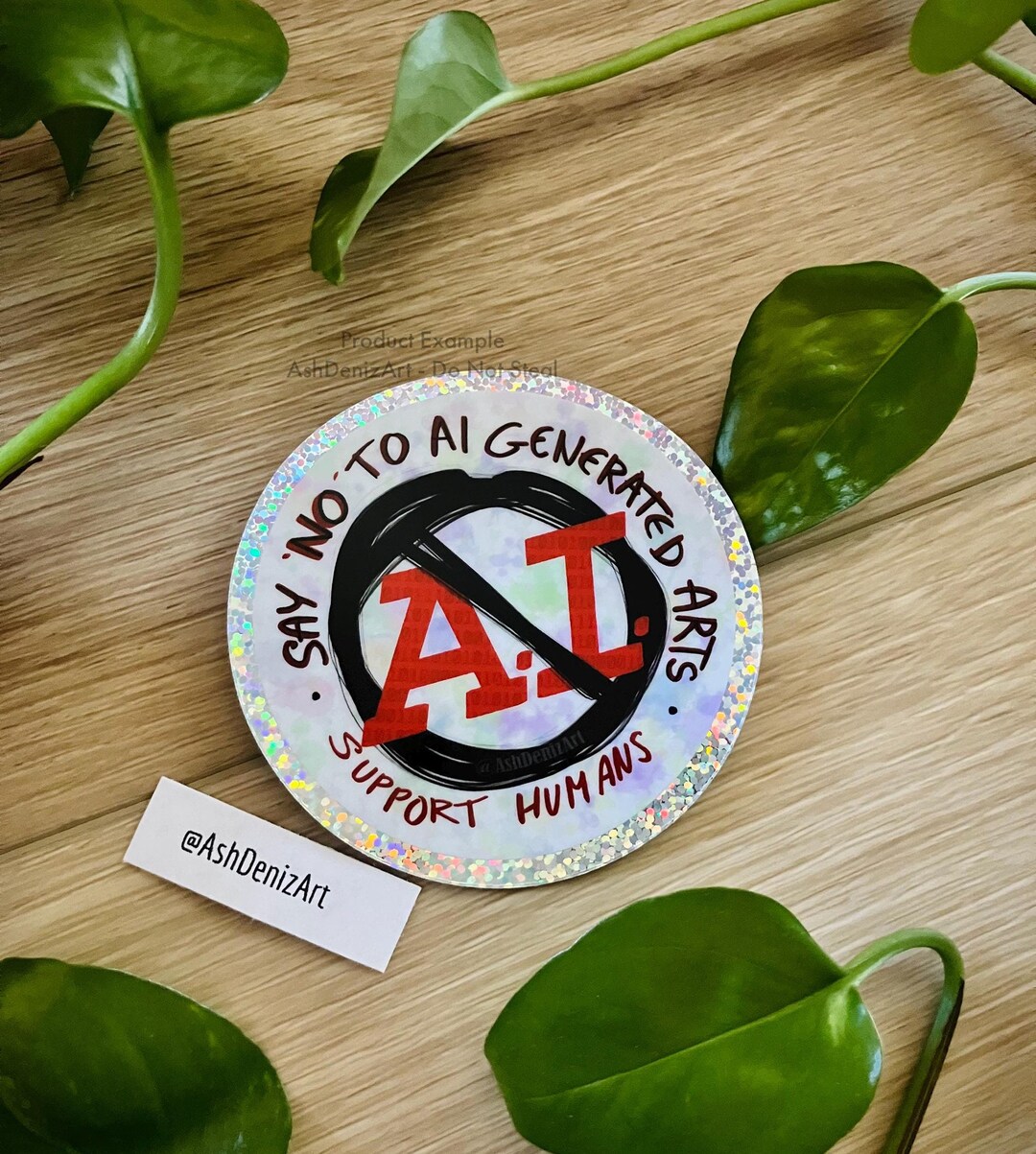 Anti-ai Art Sticker // Holographic Vinyl - Say No to AI Generated Arts ...