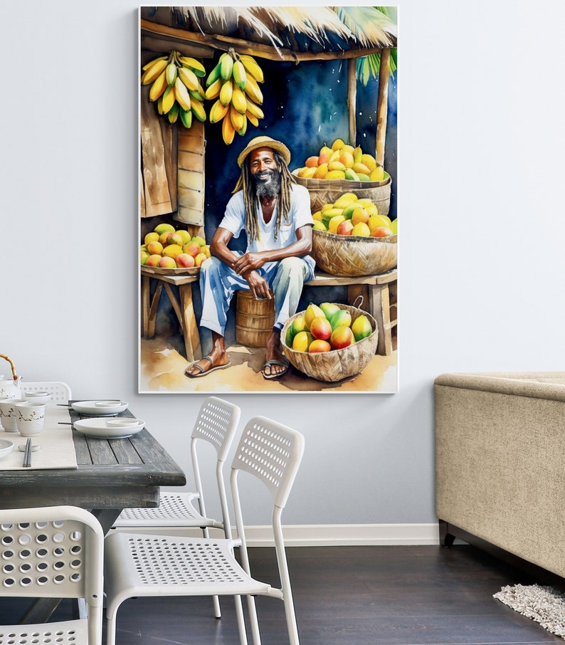 Jamaican Rastaman Vegetarian Food Stand Shack Digital Printable Wall ...