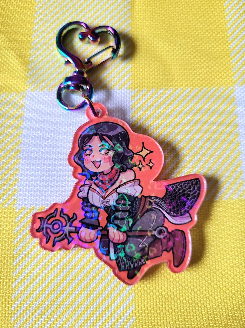 DA 2 Keychains / 2 Inch Acrylic Charms With Heart Clasp and Holographic ...