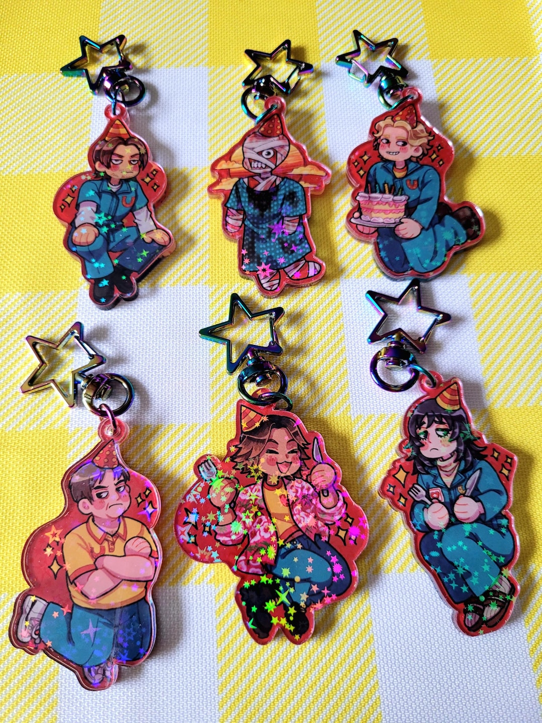 MW Keychains, 2 Inch Acrylic Charms With Star Clasp and Holographic ...