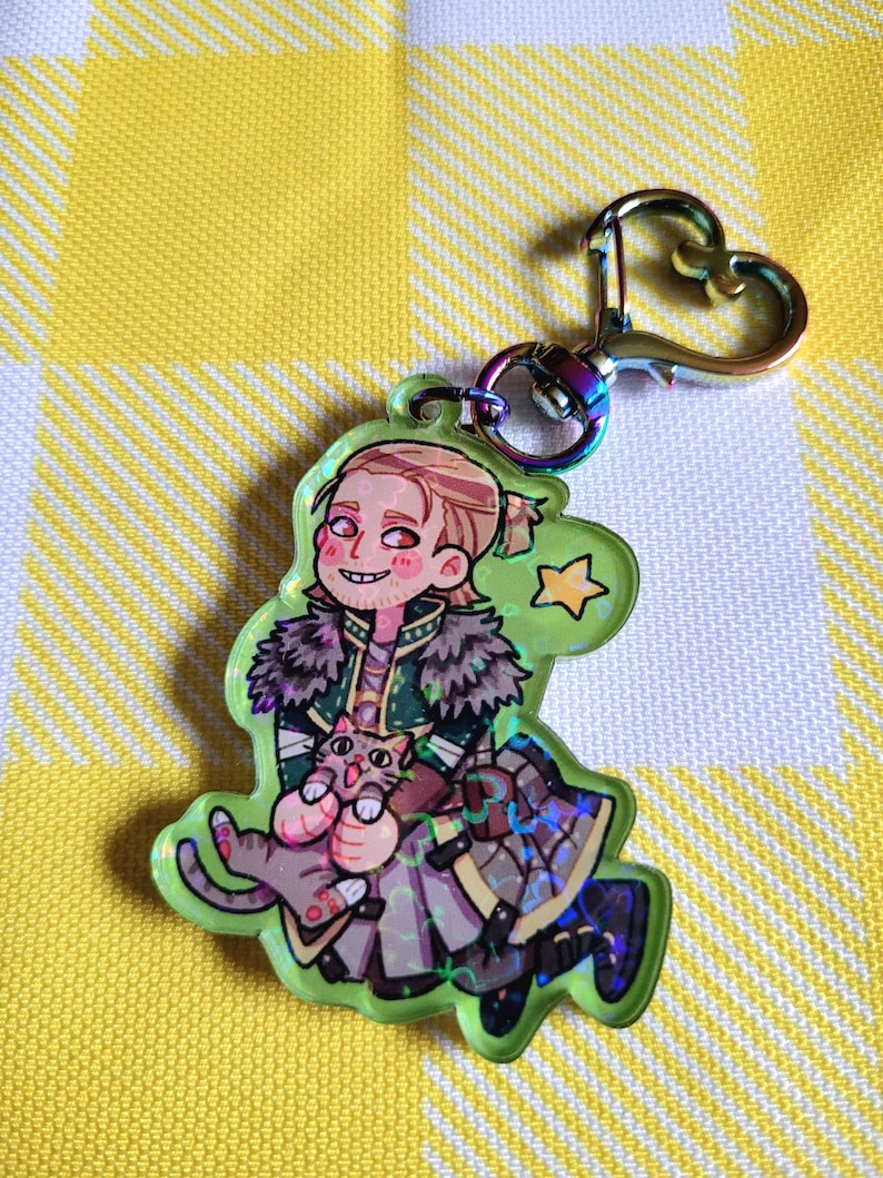 DA 2 Keychains / 2 Inch Acrylic Charms With Heart Clasp and Holographic ...